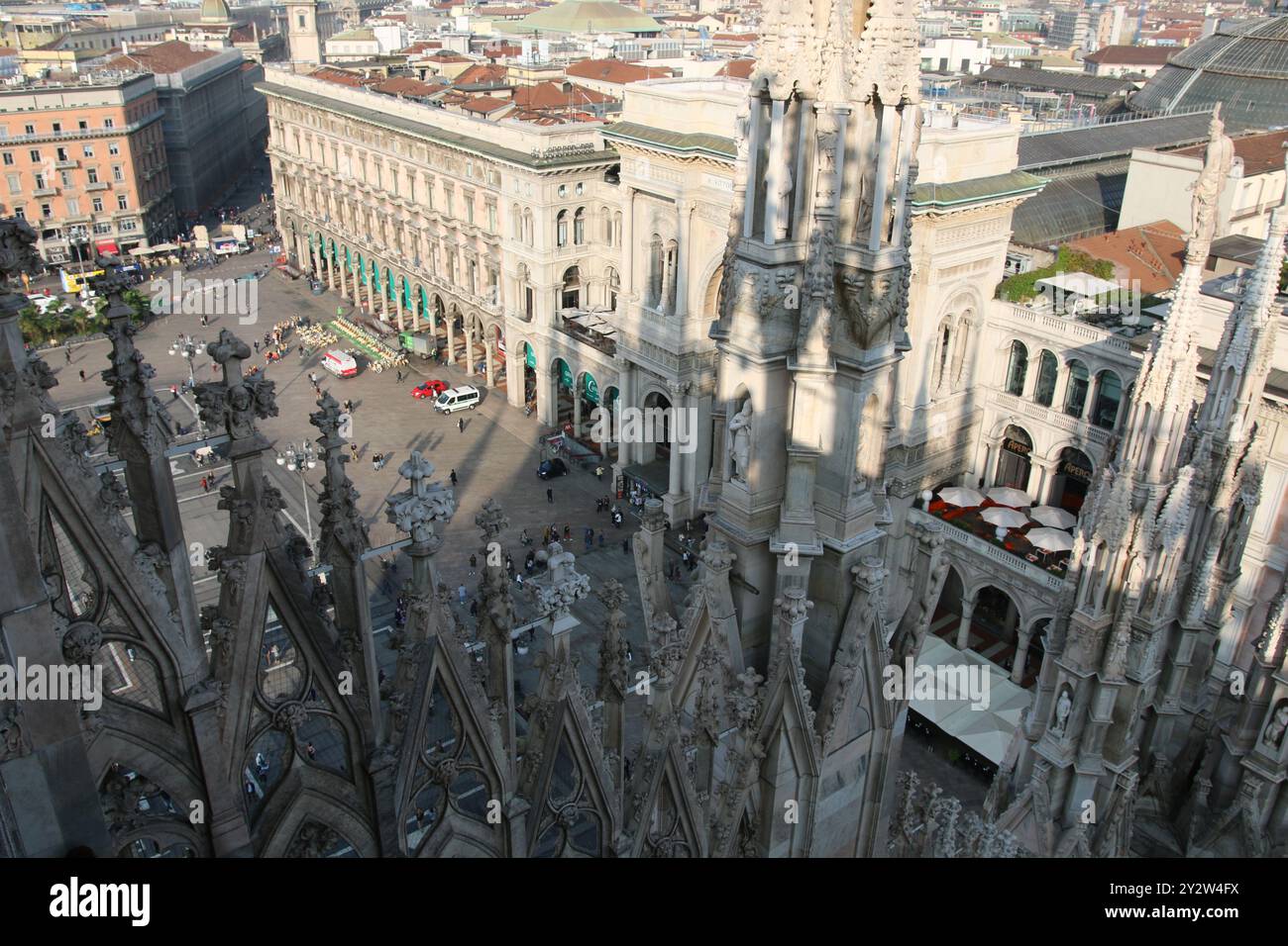 Aerial view of Piazza del Duomo and Galleria Vittorio Emanuele II in ...