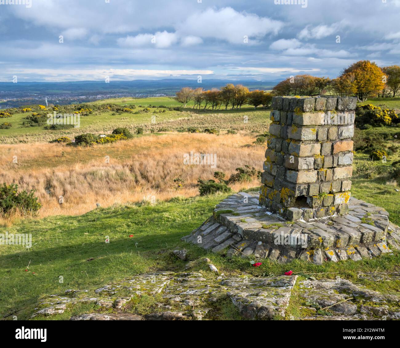 Memorial stand at the top of Brown Carrick Hill, South Ayrshire ...