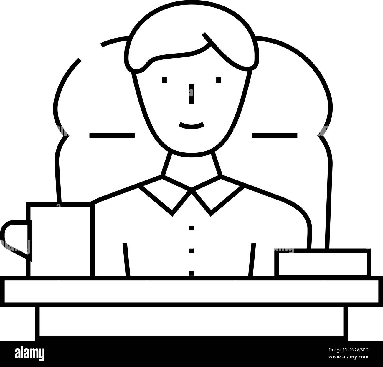 boss at office table line icon vector illustration Stock Vector Image ...