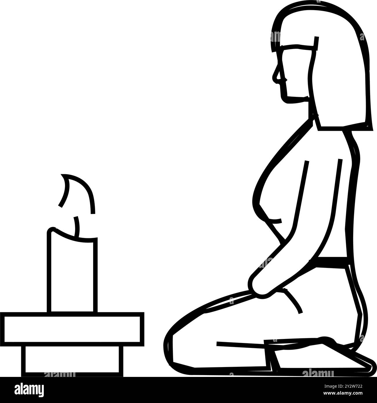 focused meditation line icon vector illustration Stock Vector Image ...