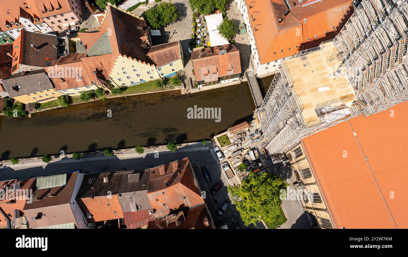 Aerial views of the old town in Amberg, Bavaria, Germany Stock Photo ...