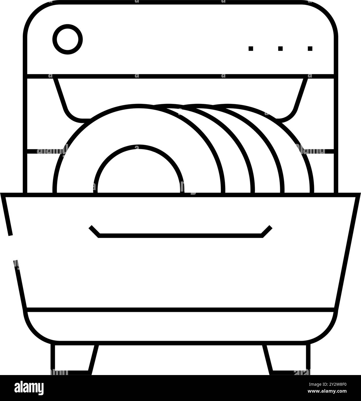 dishwasher for washing plates and glasses line icon vector illustration ...