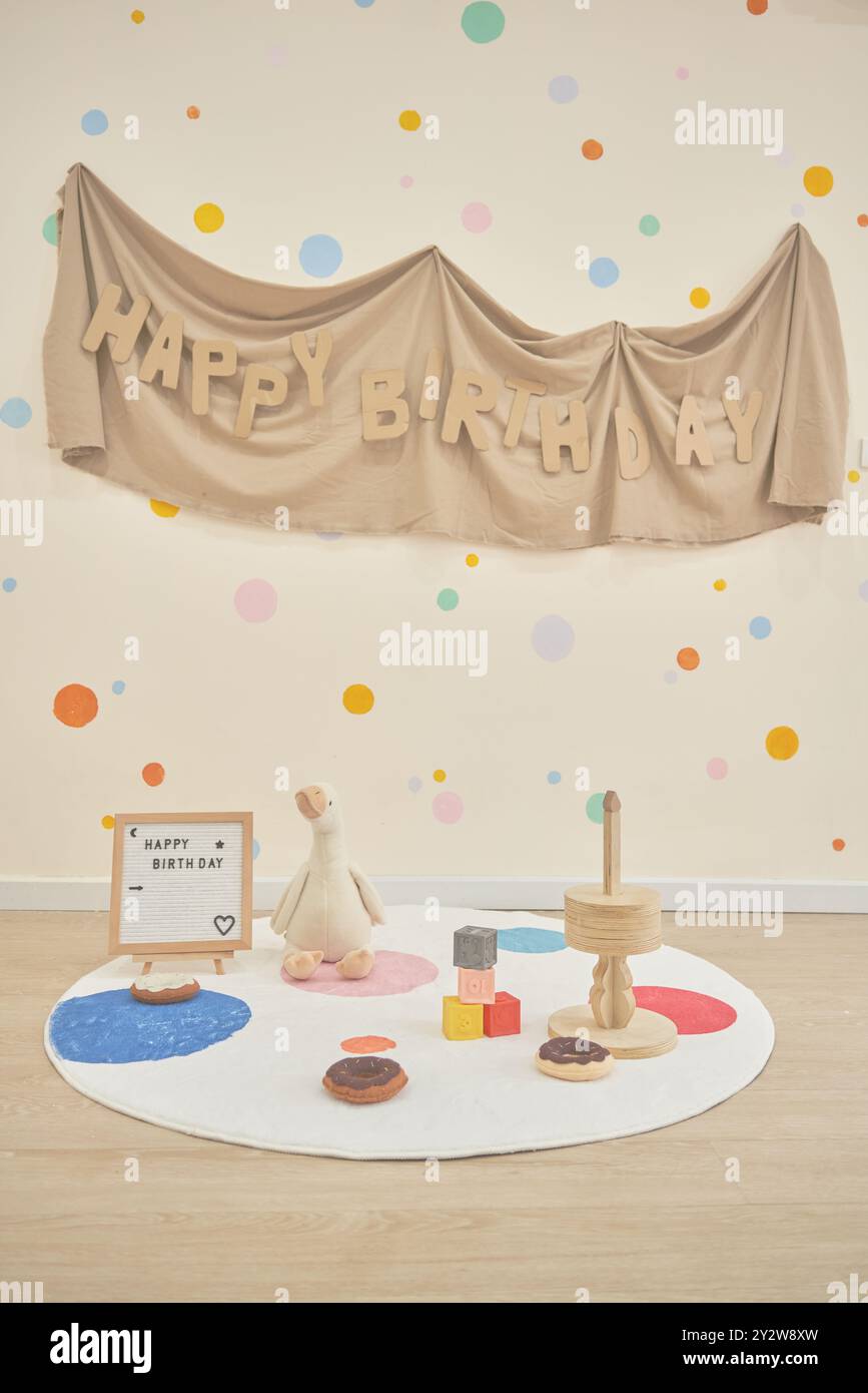 Birthday banner on floor hi-res stock photography and images - Alamy