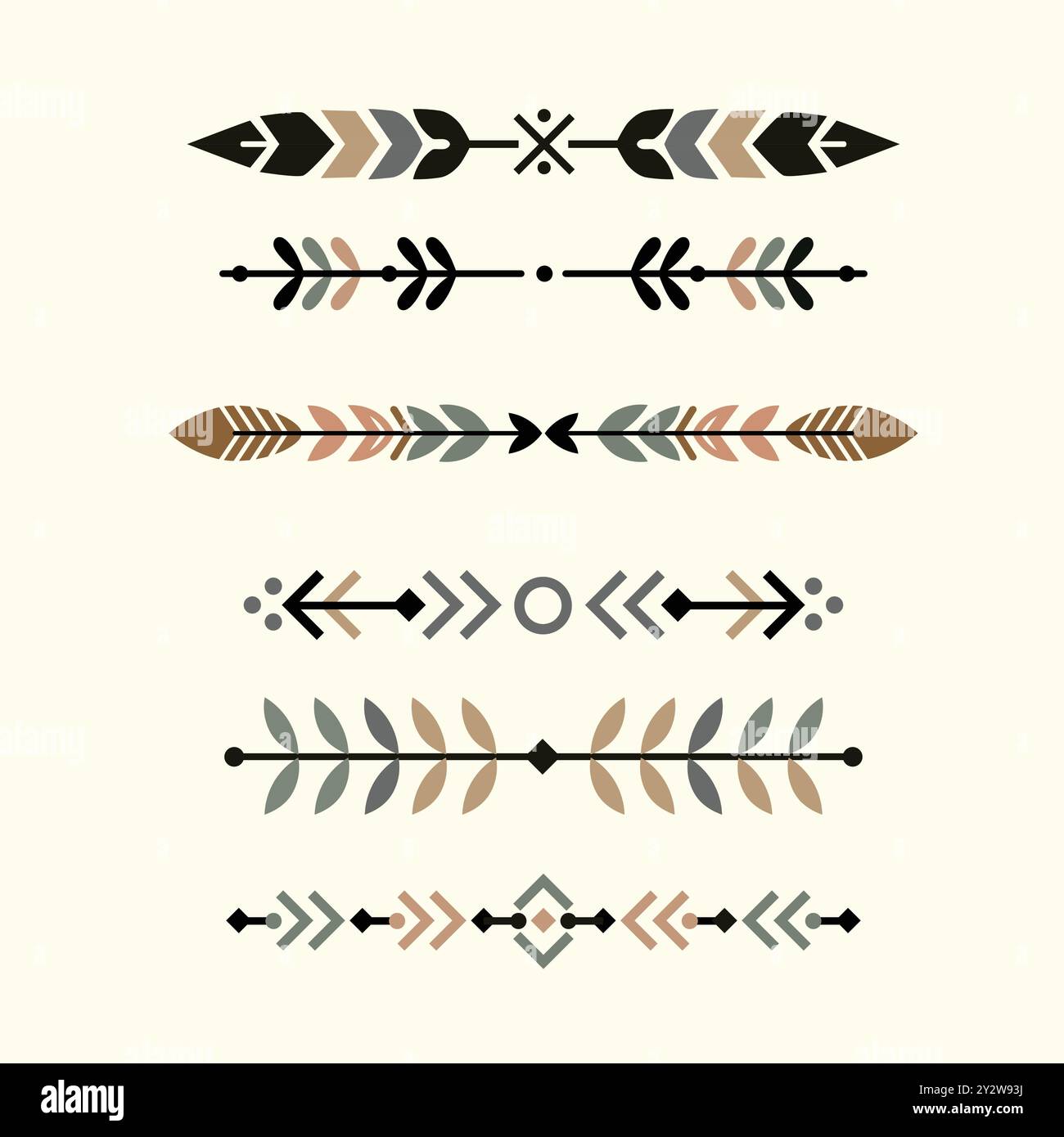 divider Vector set of decorative ethnic borders with american indian ...