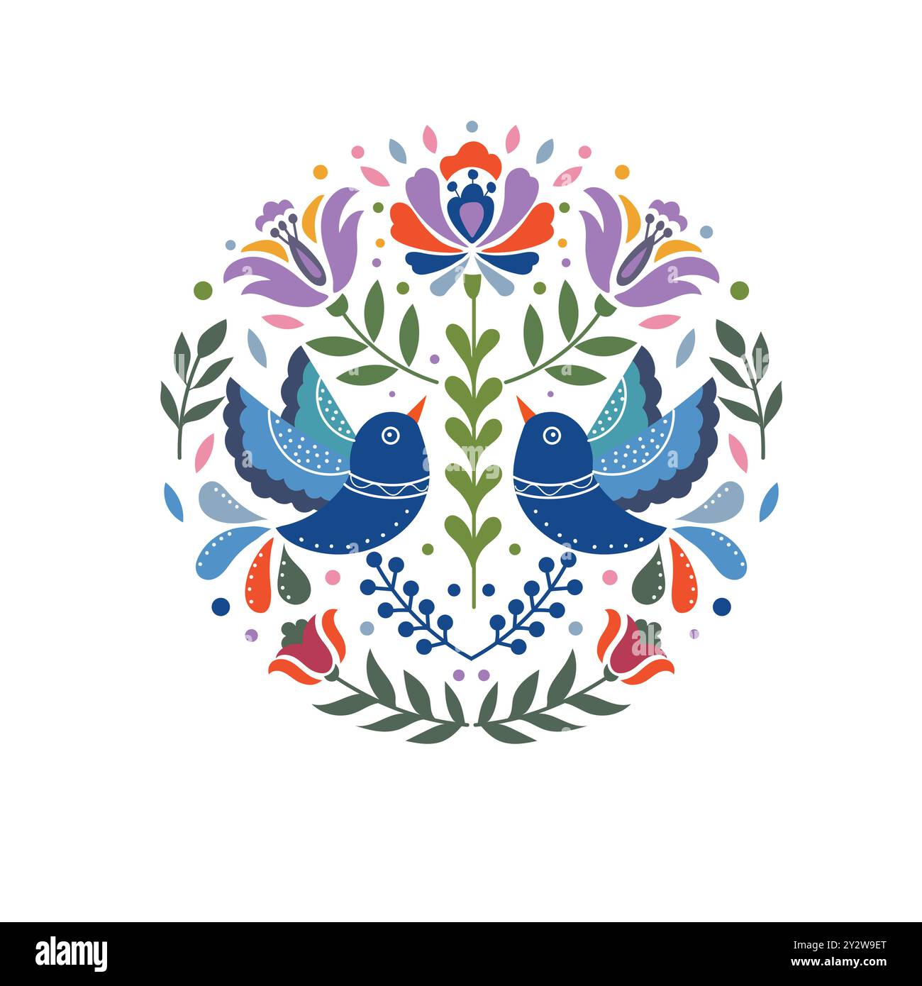 Scandianvian traditional folk art ornament vector design with flowers ...