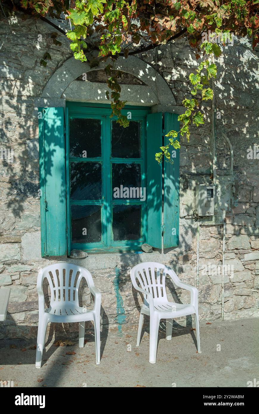 House exterior in village of Trachila, Peloponnese, Greece Stock Photo ...