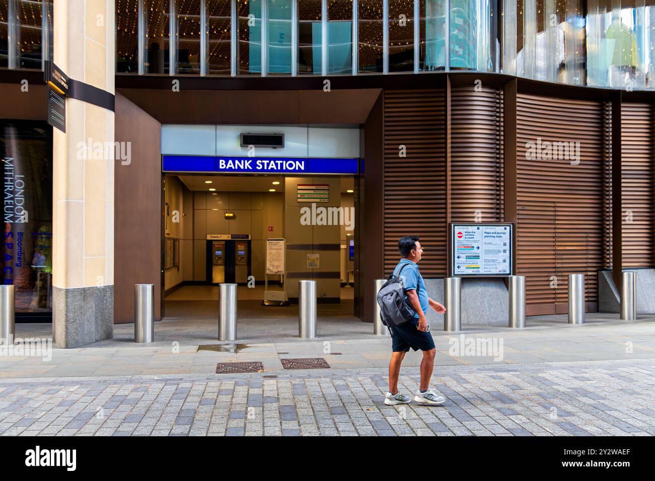 A man walking past the Walbrook entrance to Bank station located ...