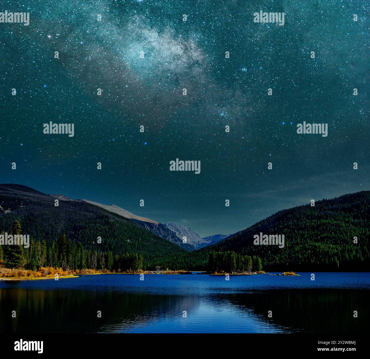 Astrophotography Starry Night Over Monarch Lake in the Colorado Rocky ...