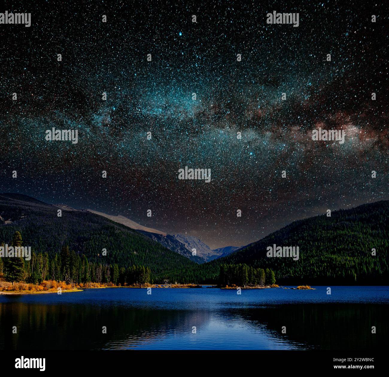 Astrophotography Starry Night Over Monarch Lake in the Colorado Rocky ...