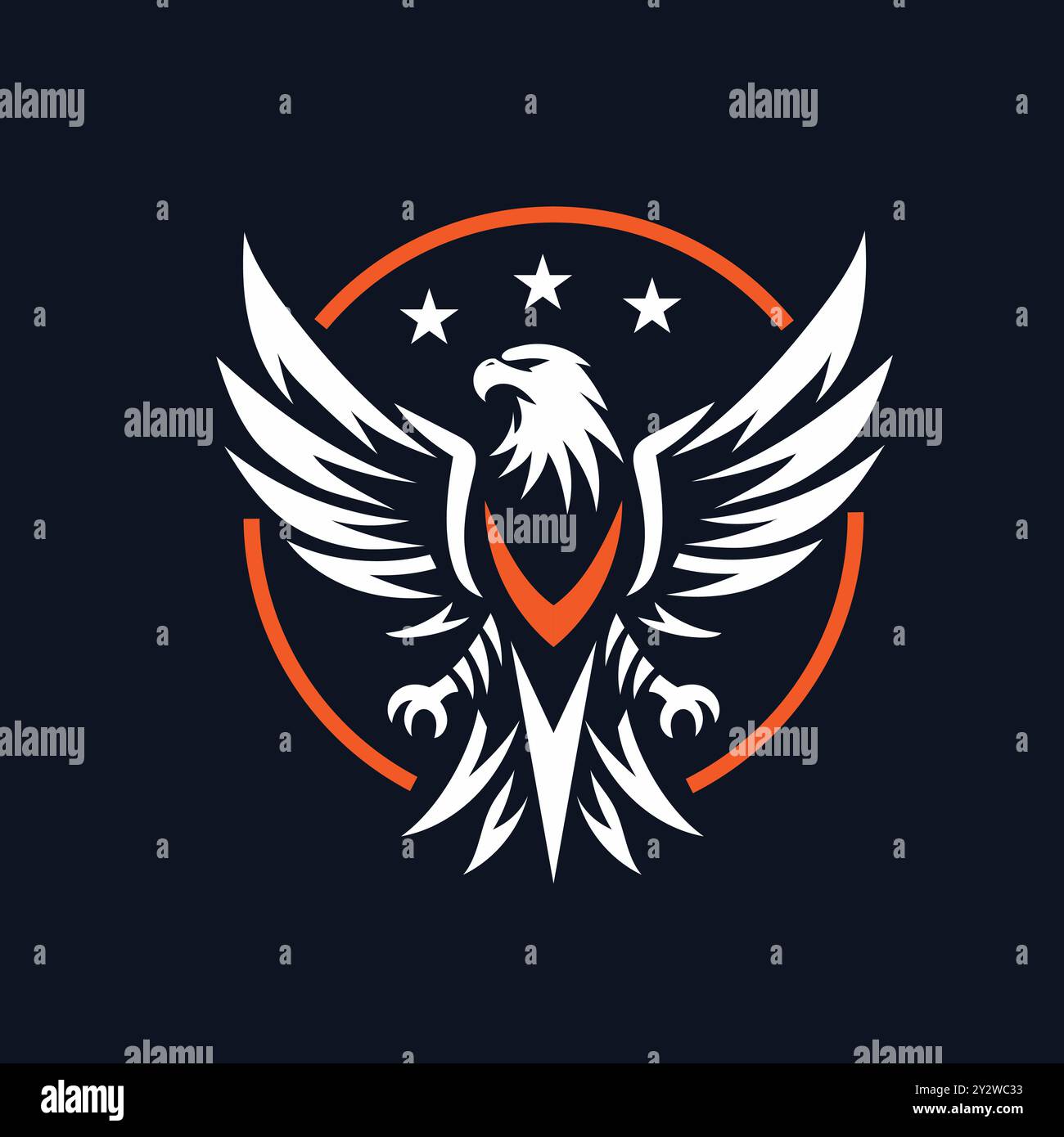 vector of eagle with open wings and stars above head Stock Vector Image ...