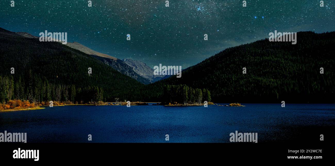 Astrophotography Starry Night Over Monarch Lake in the Colorado Rocky ...