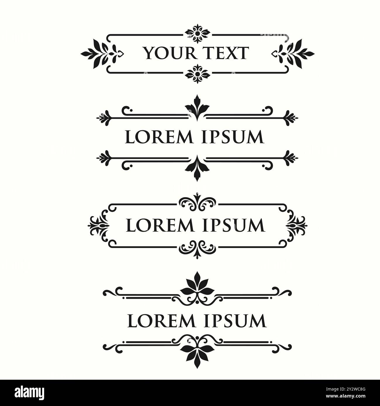 vintage floral ornament border with place text in center, Vector ...