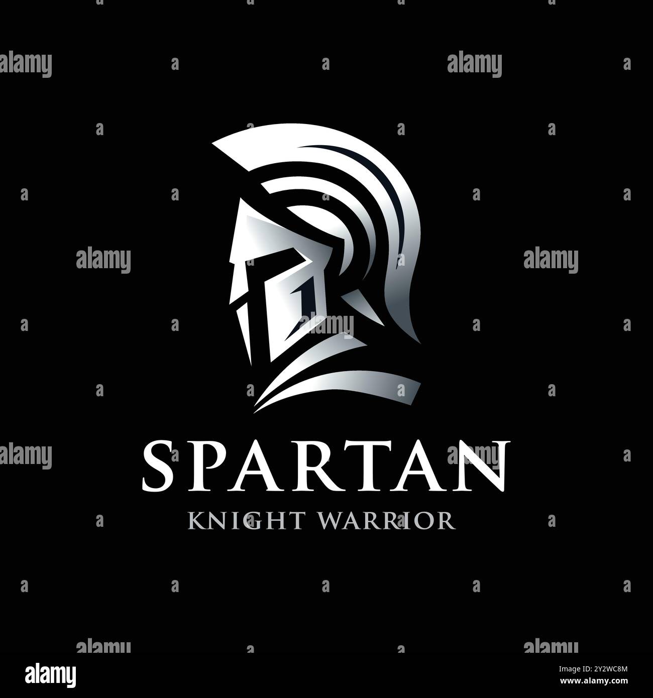 Spartan Knight Soldier, Greek Warrior symbol on black background Stock ...
