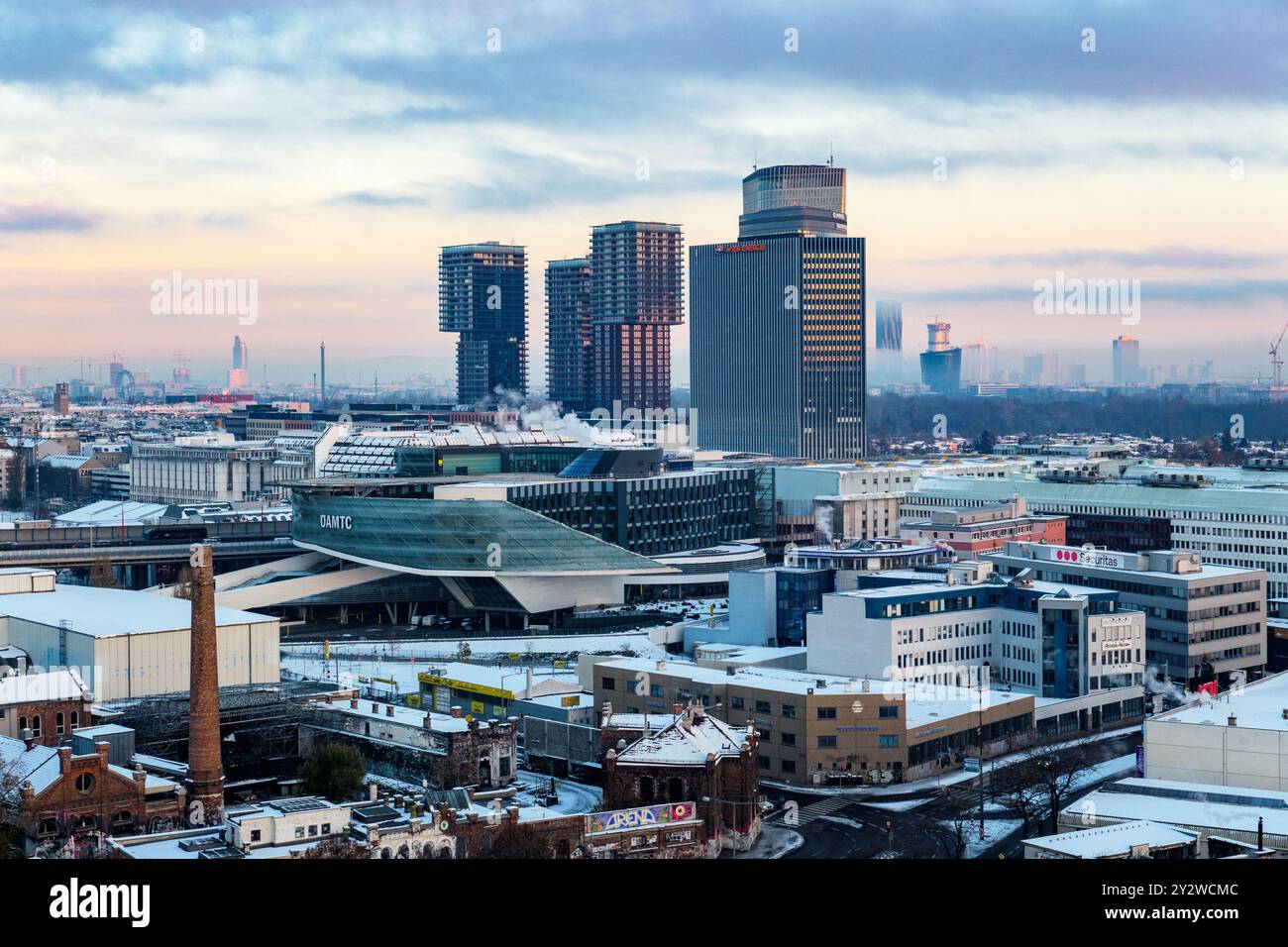 A panoramic view of a modern cityscape featuring high-rise buildings ...