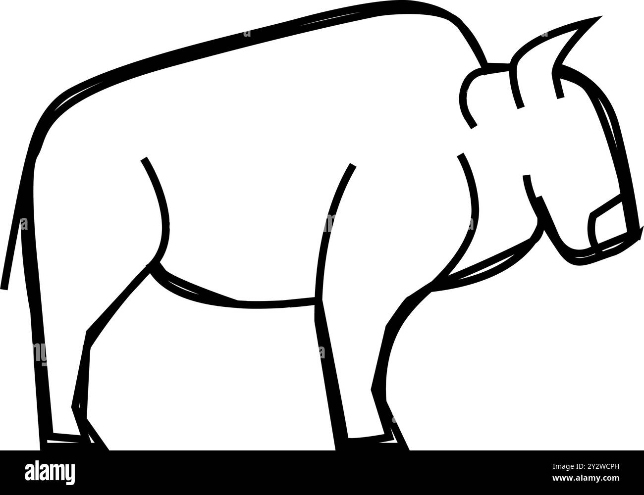 buffalo wild animal line icon vector illustration Stock Vector Image ...