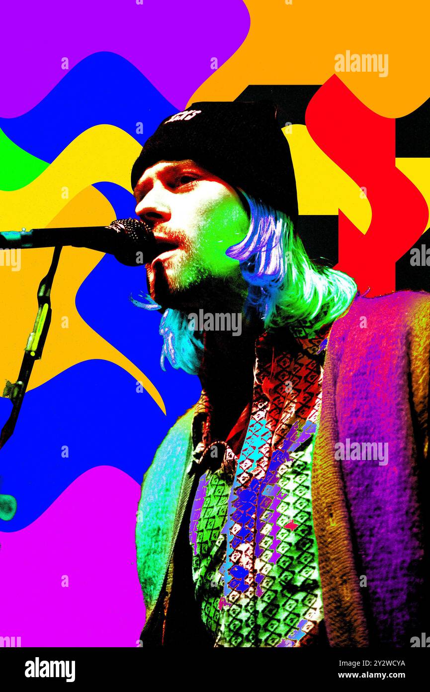 Kurt Cobain ,Nirvana singer, portrait, artistic graphic processing ...