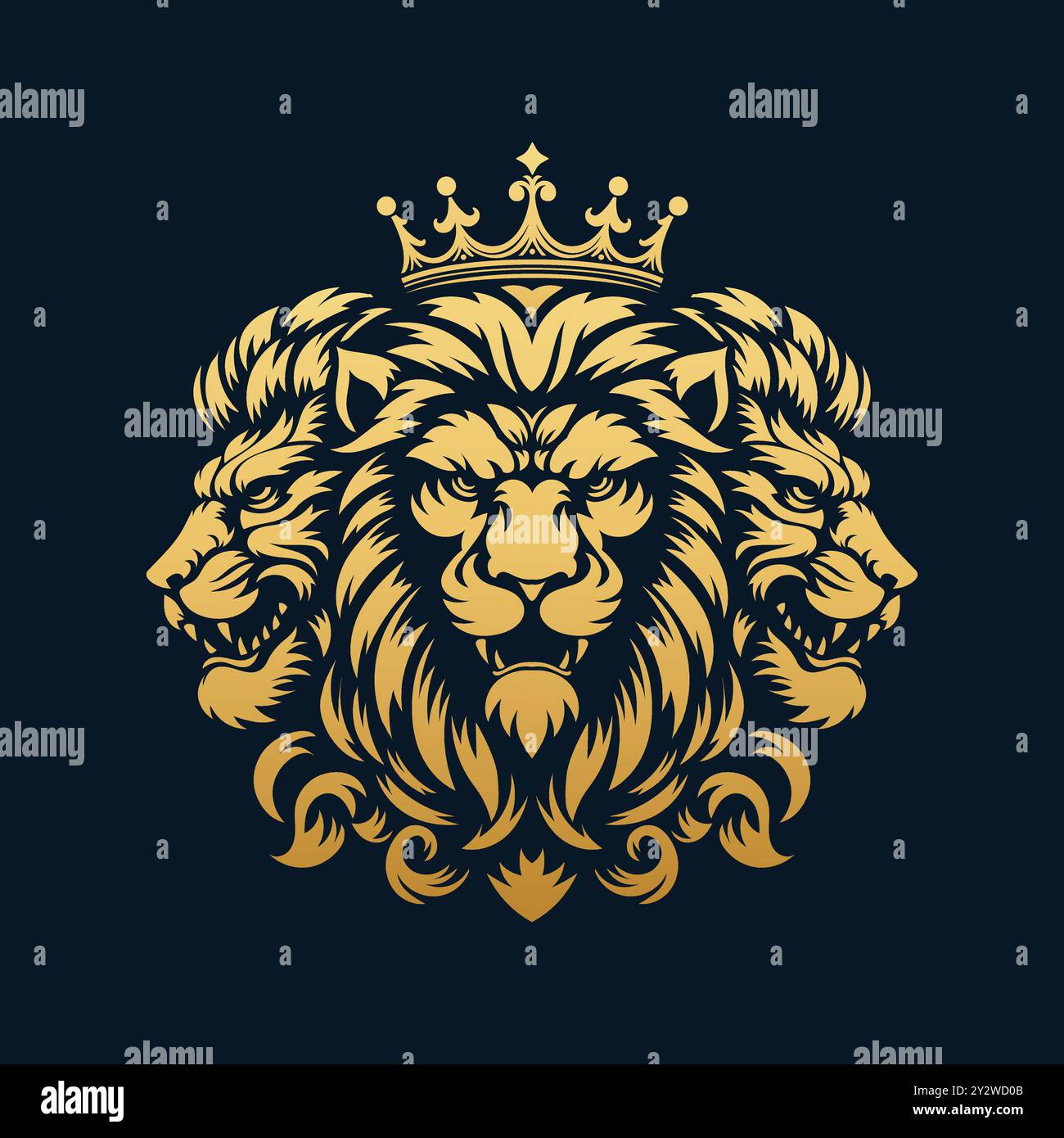 Three lion head logo Stock Vector Images - Alamy