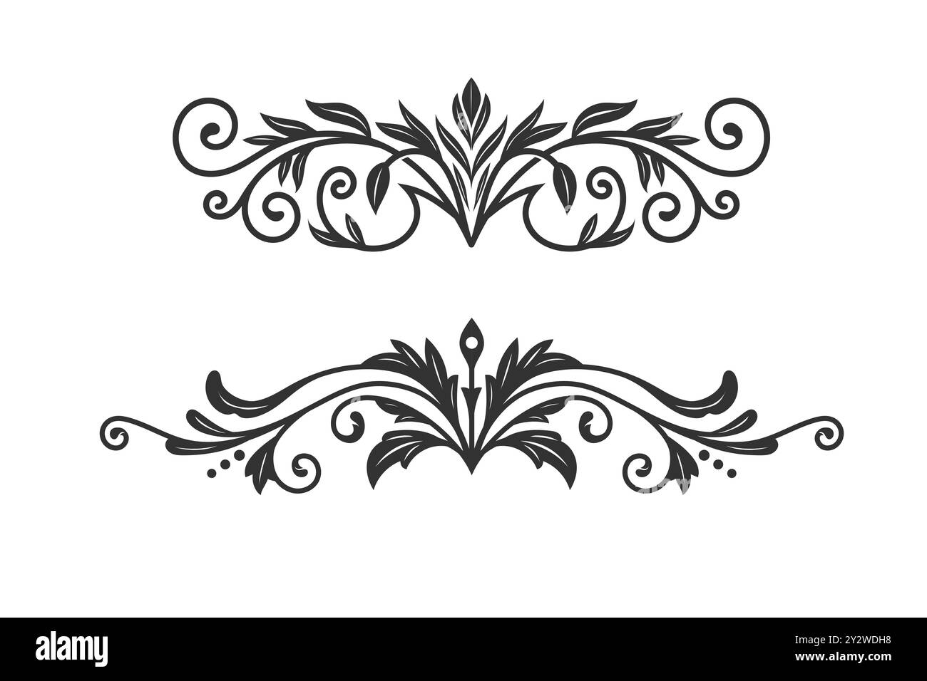 hand drawn decorative floral borders and ornaments vector Stock Vector ...