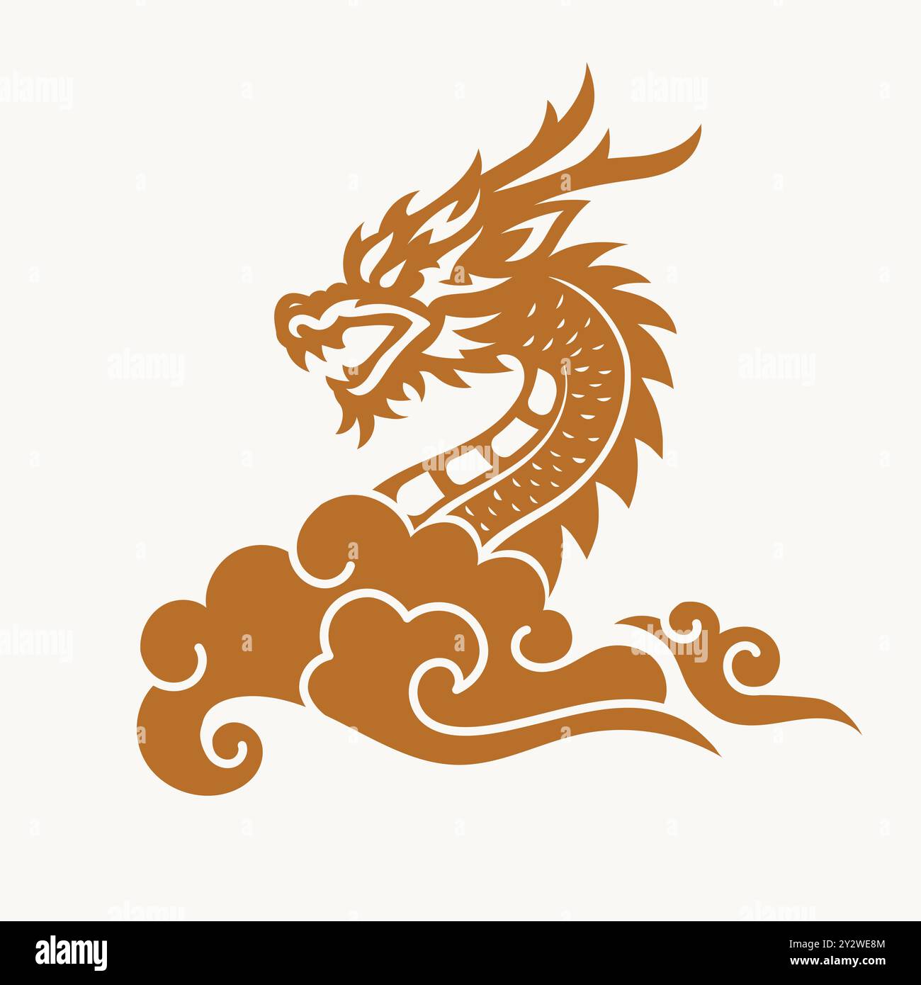 Traditional red Chinese Dragon with chines cloud style, silhouette ...