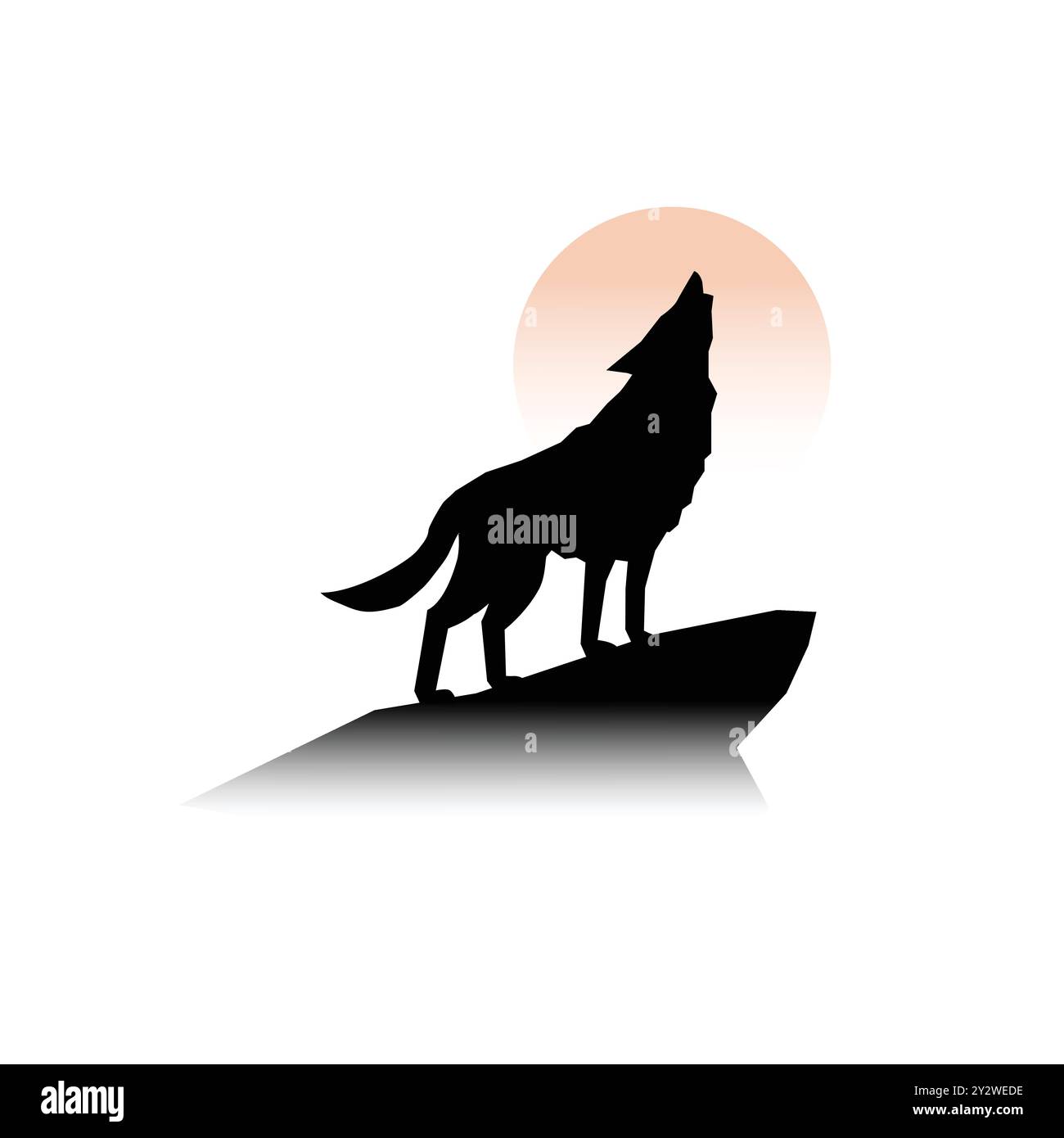 Full Moon with Howling Wolf Silhouette vector illustration Stock Vector ...