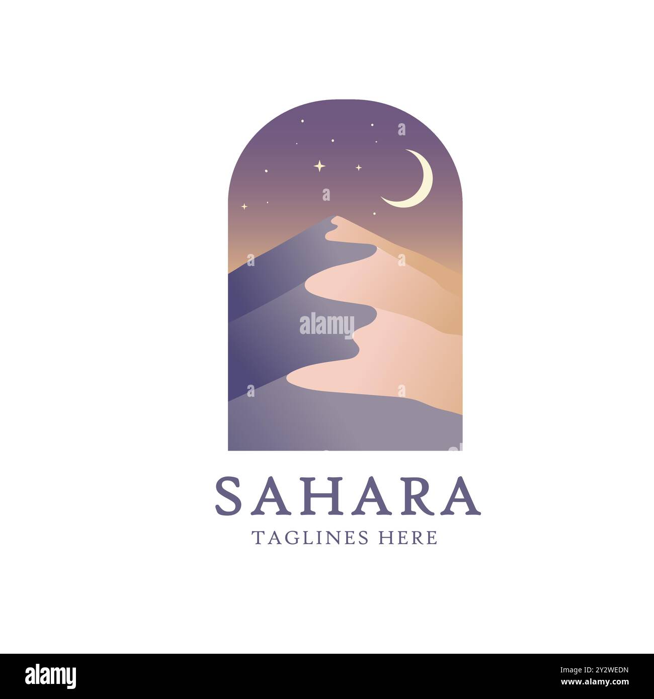 sahara Desert landscape with a sun and sandy dunes vector illustration ...