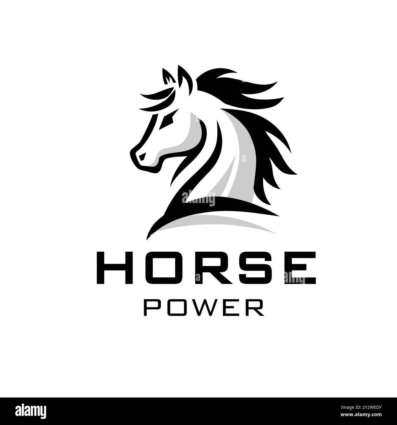 monochrome emblem of horse head symbol on white background vector ...