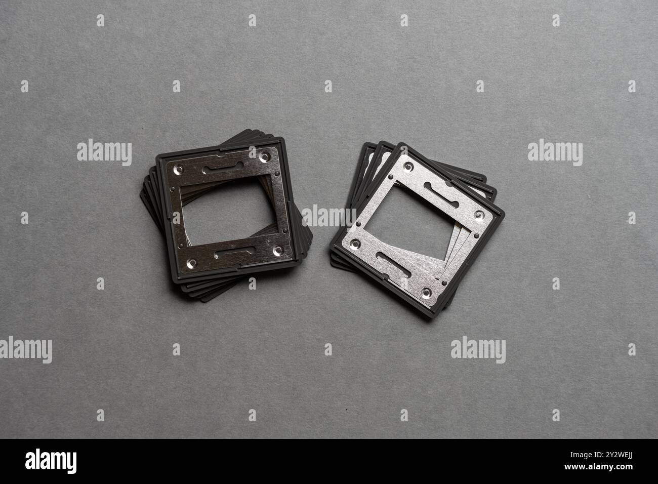 Gothenburg, Sweden - november 12 2022: Grey slide mounting frames in ...