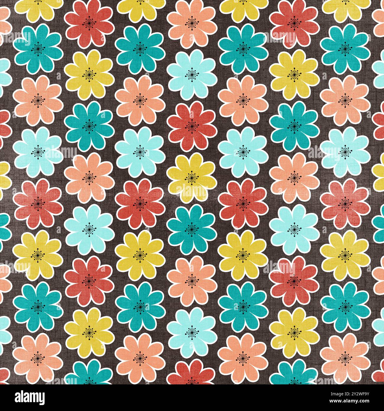 Colorful Daisy Flowers Textured Floral Pattern Stock Photo - Alamy