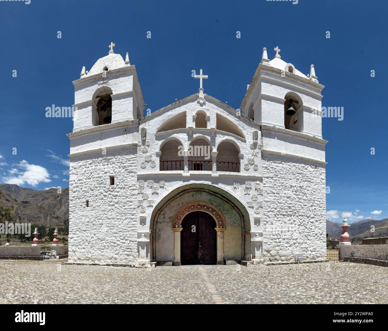 Church in Peruvian village of Maca Stock Photo - Alamy