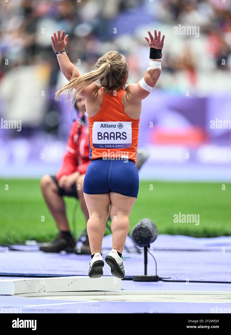 Lara Bears of the Netherlands competing in the women’s T47 shot put at ...