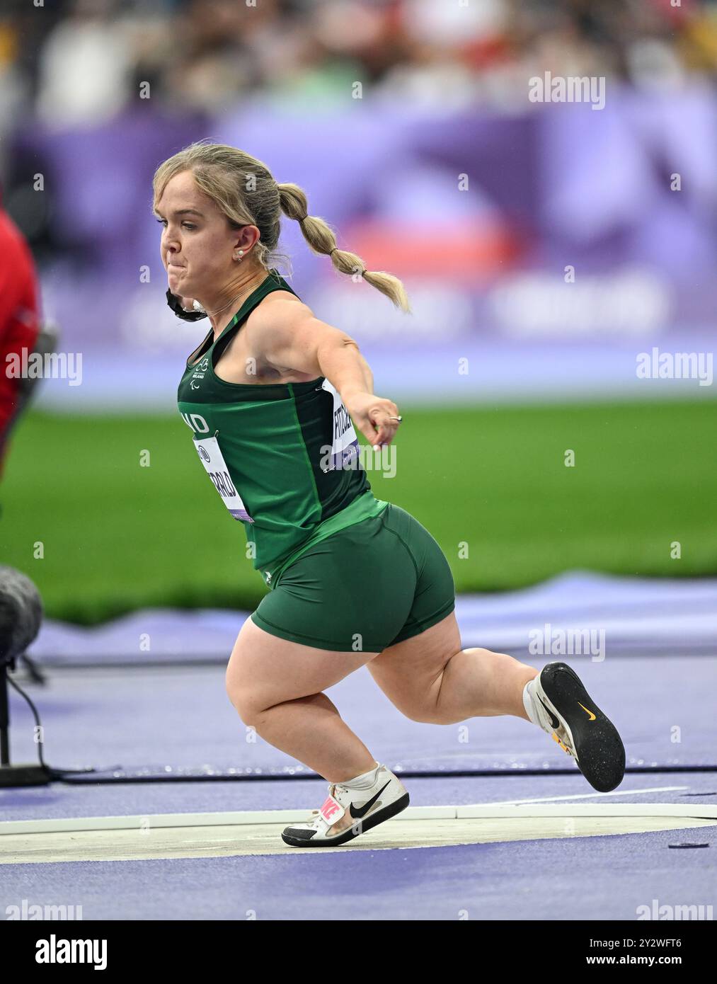 Mary Fitzgerald of Ireland competing in the women’s T47 shot put at the ...