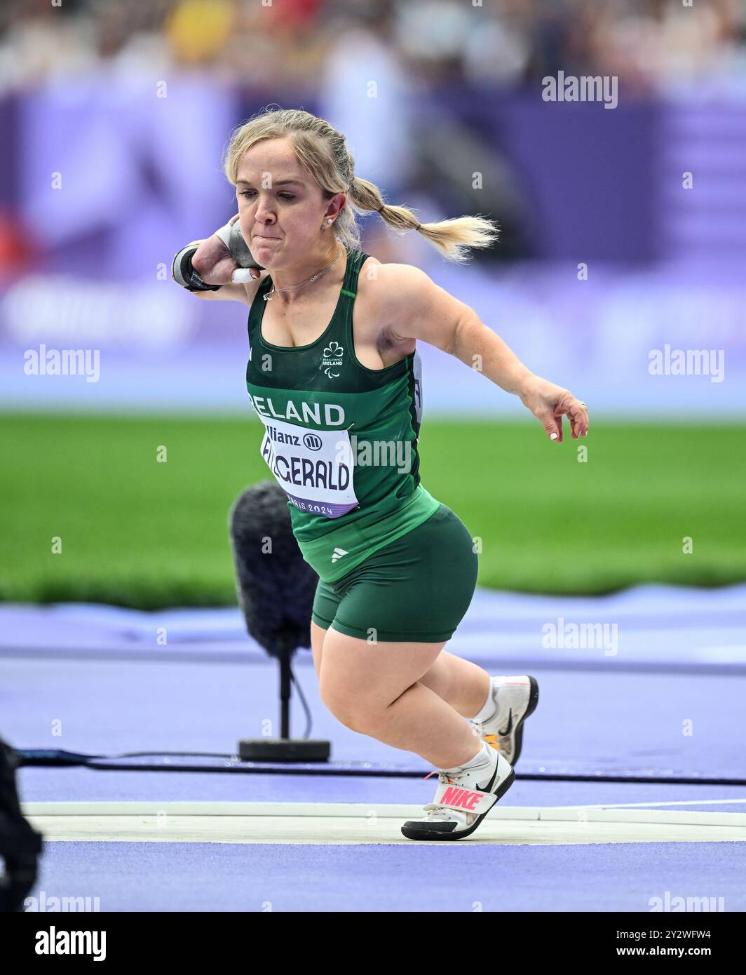 Mary Fitzgerald of Ireland competing in the women’s T47 shot put at the ...
