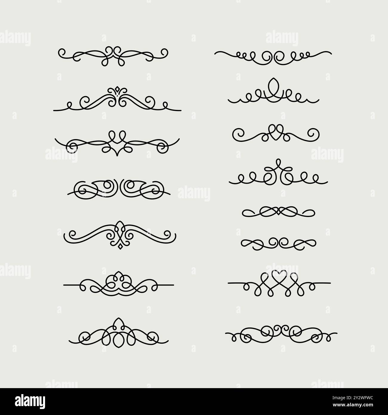 Hand drawn calligraphic flourish dividers. Decorative scroll divider ...