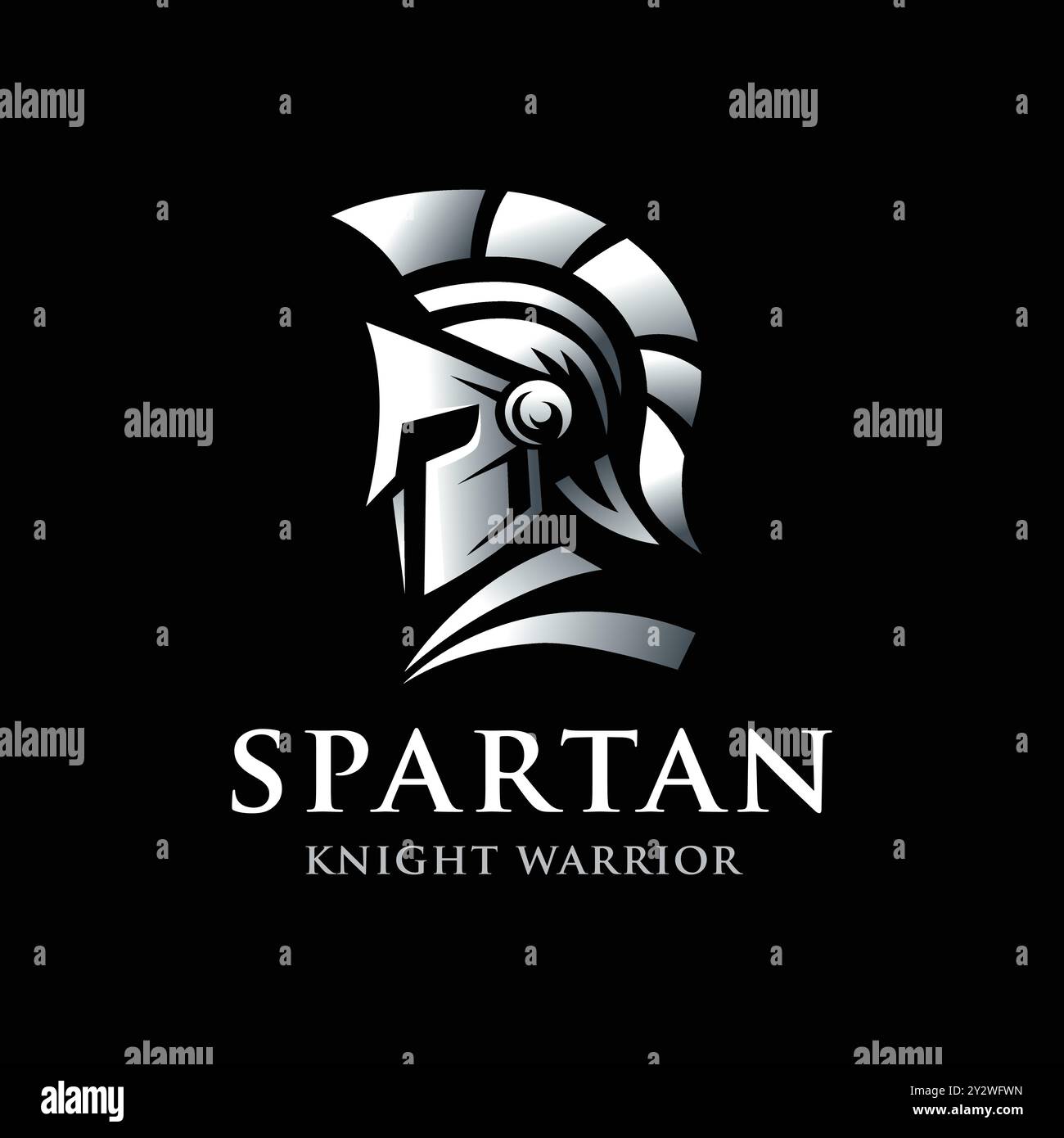 Spartan Knight Soldier, Greek Warrior symbol on black background Stock ...