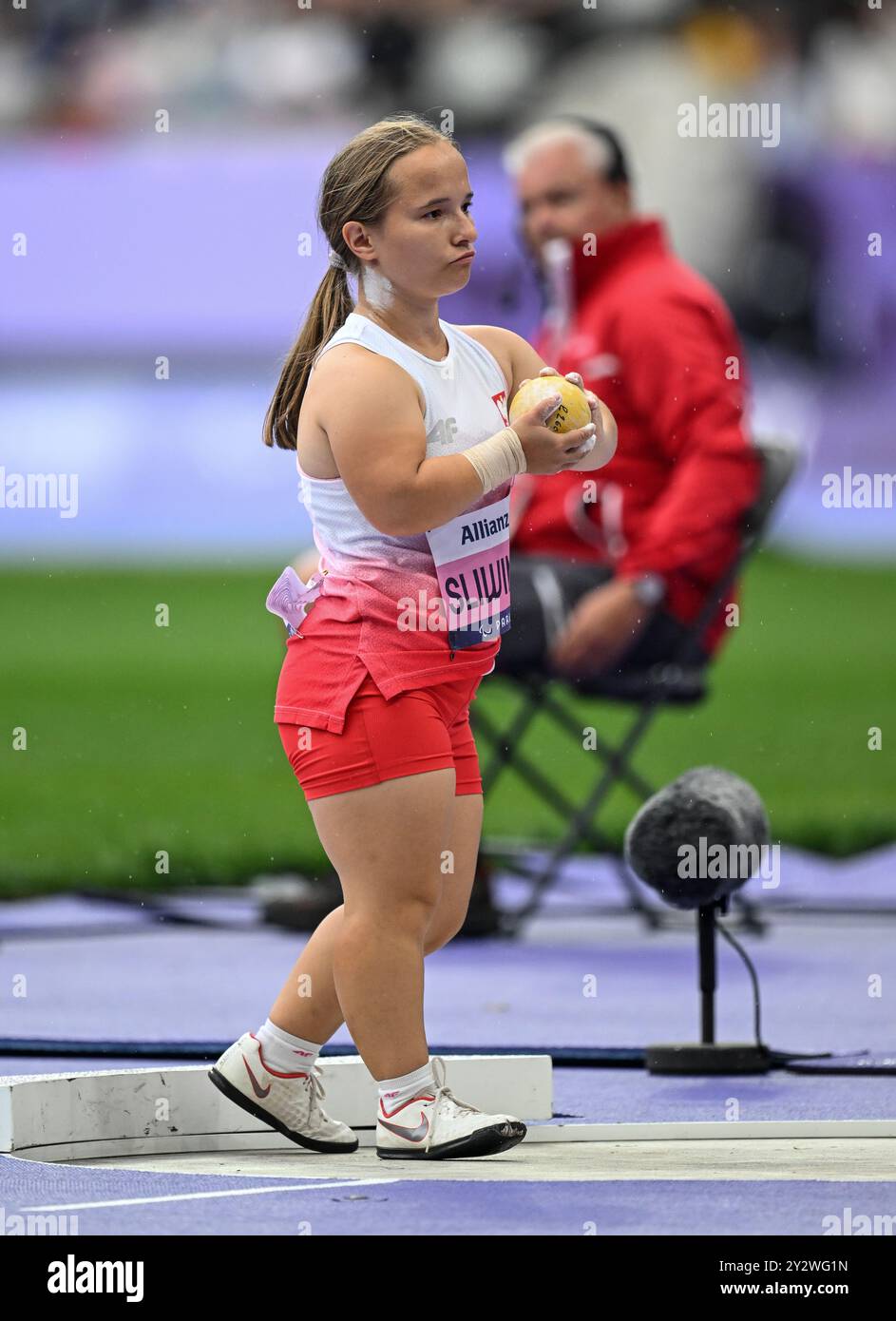 Renata Sliwinska of Poland competing in the women’s T47 shot put at the ...