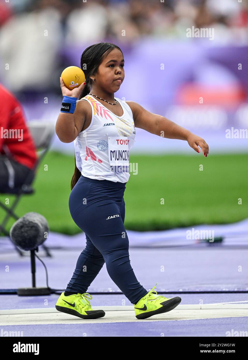 Yesica Paola Munoz Nieto of Colombia competing in the women’s T47 shot ...