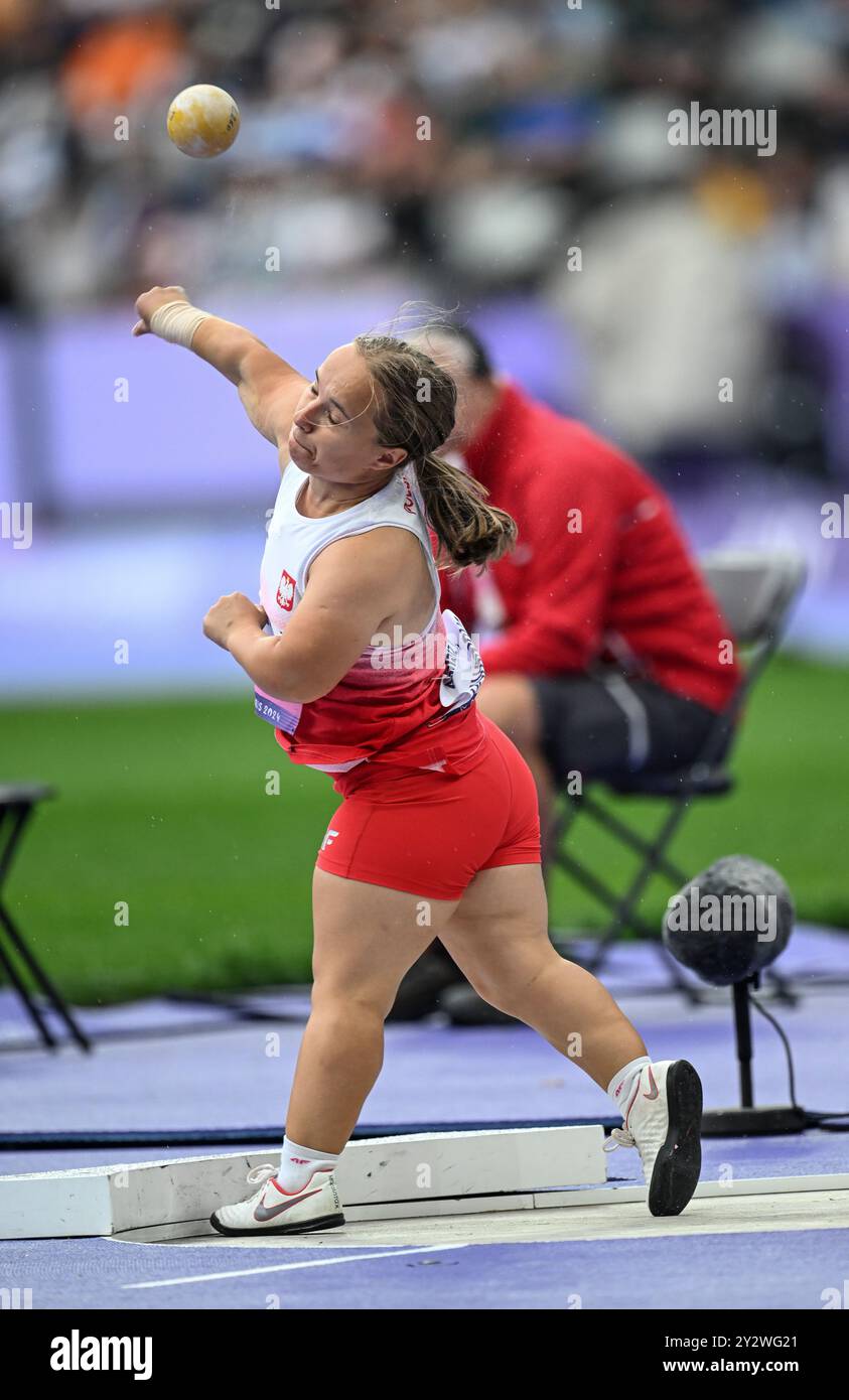 Renata Sliwinska of Poland competing in the women’s T47 shot put at the ...