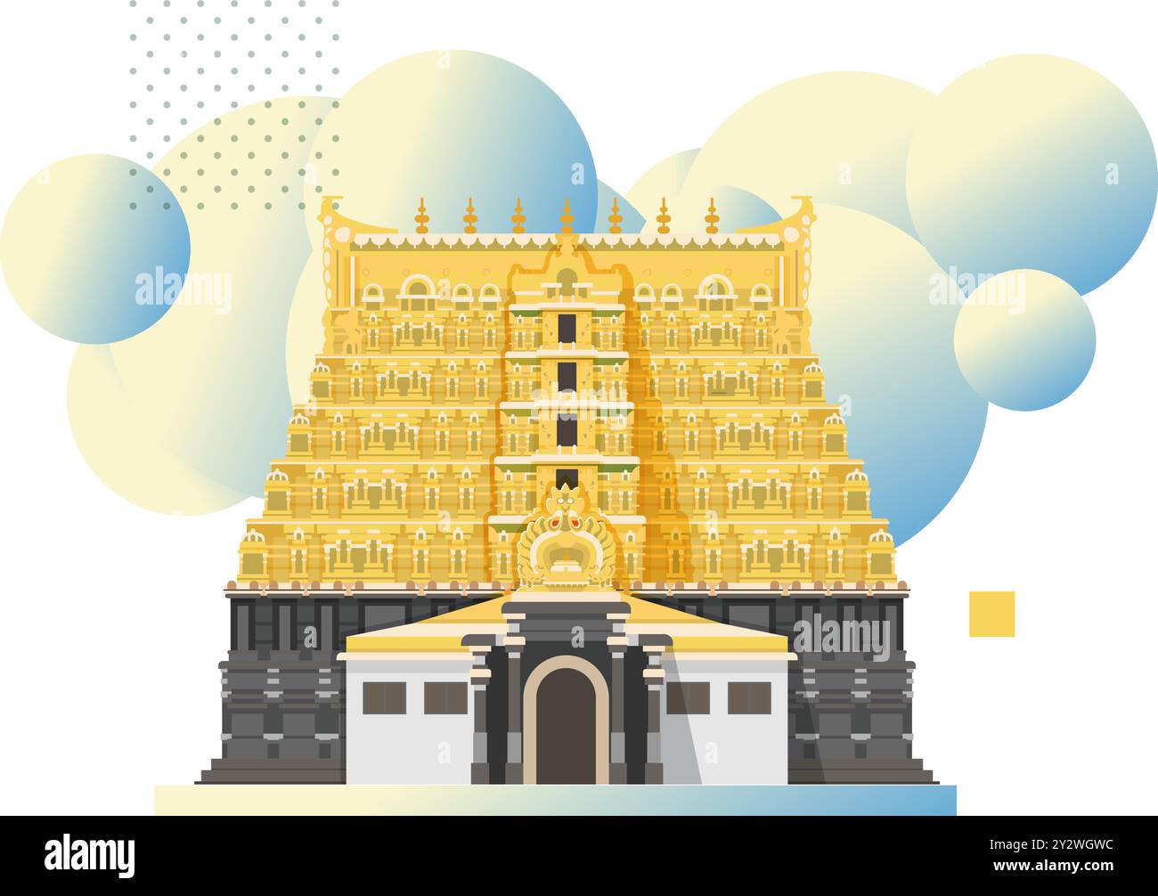 Sree Padmanabhaswamy Temple - Thiruvananthapuram - Stock Illustration as EPS 10 File Stock ...