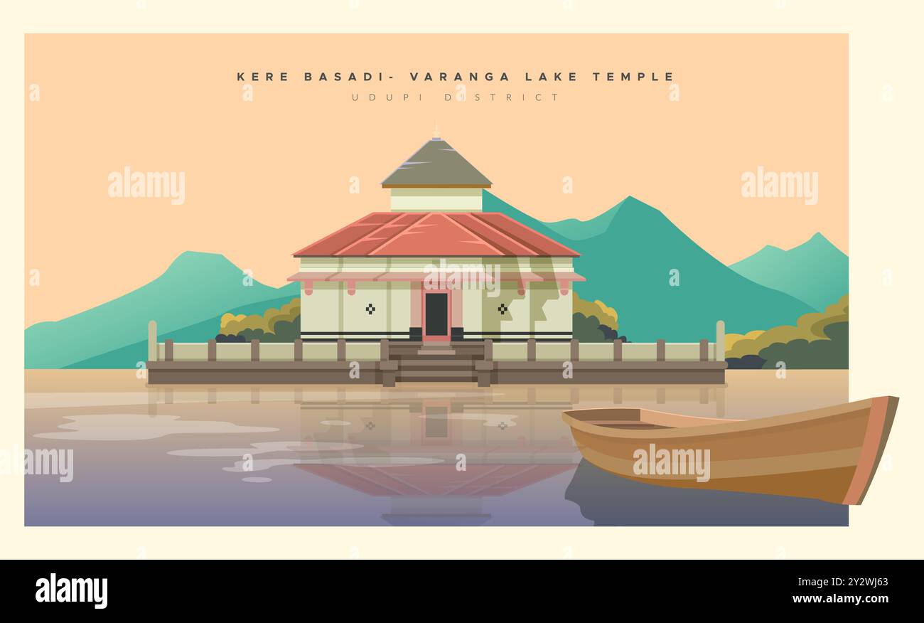 Kere Basadi- Varanga Lake Jain Temple - Stock Illustration as EPS 10 ...