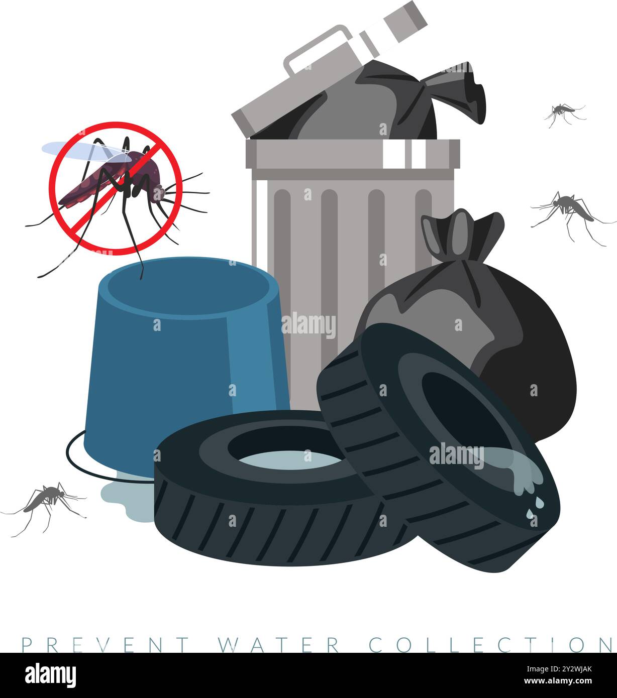 Dengue Prevention - Avoid Water Collection - Stock Illustration as EPS ...