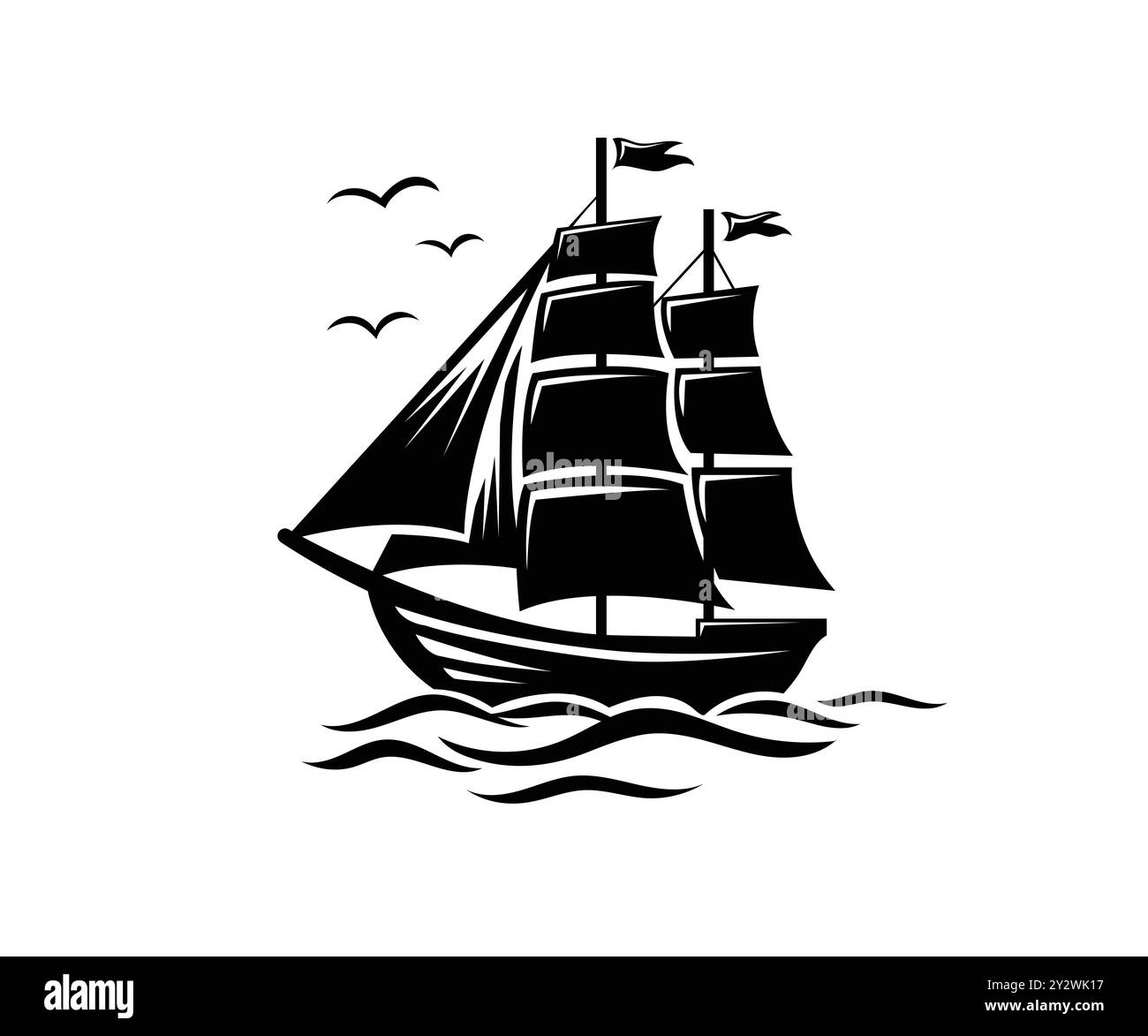 vector of sailboat silhouette vintage symbol Stock Vector Image & Art ...