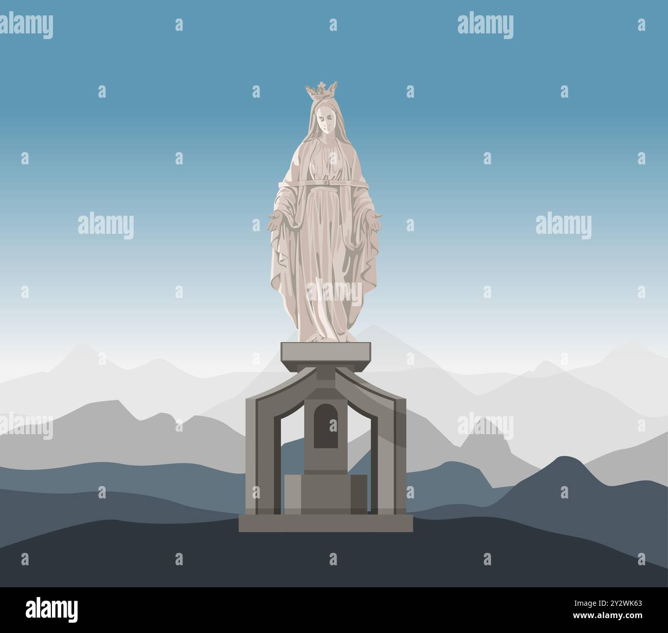 Virgin Mary Statue at Mount Ramelau - A Sacred Mountain Peak - Stock ...