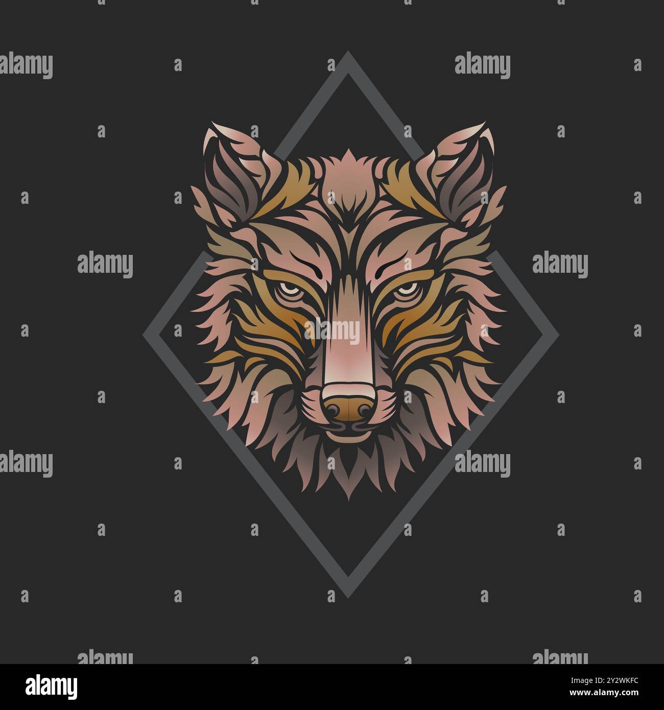 colorful Wild Wolf head symbol design template Stock Vector Image & Art ...