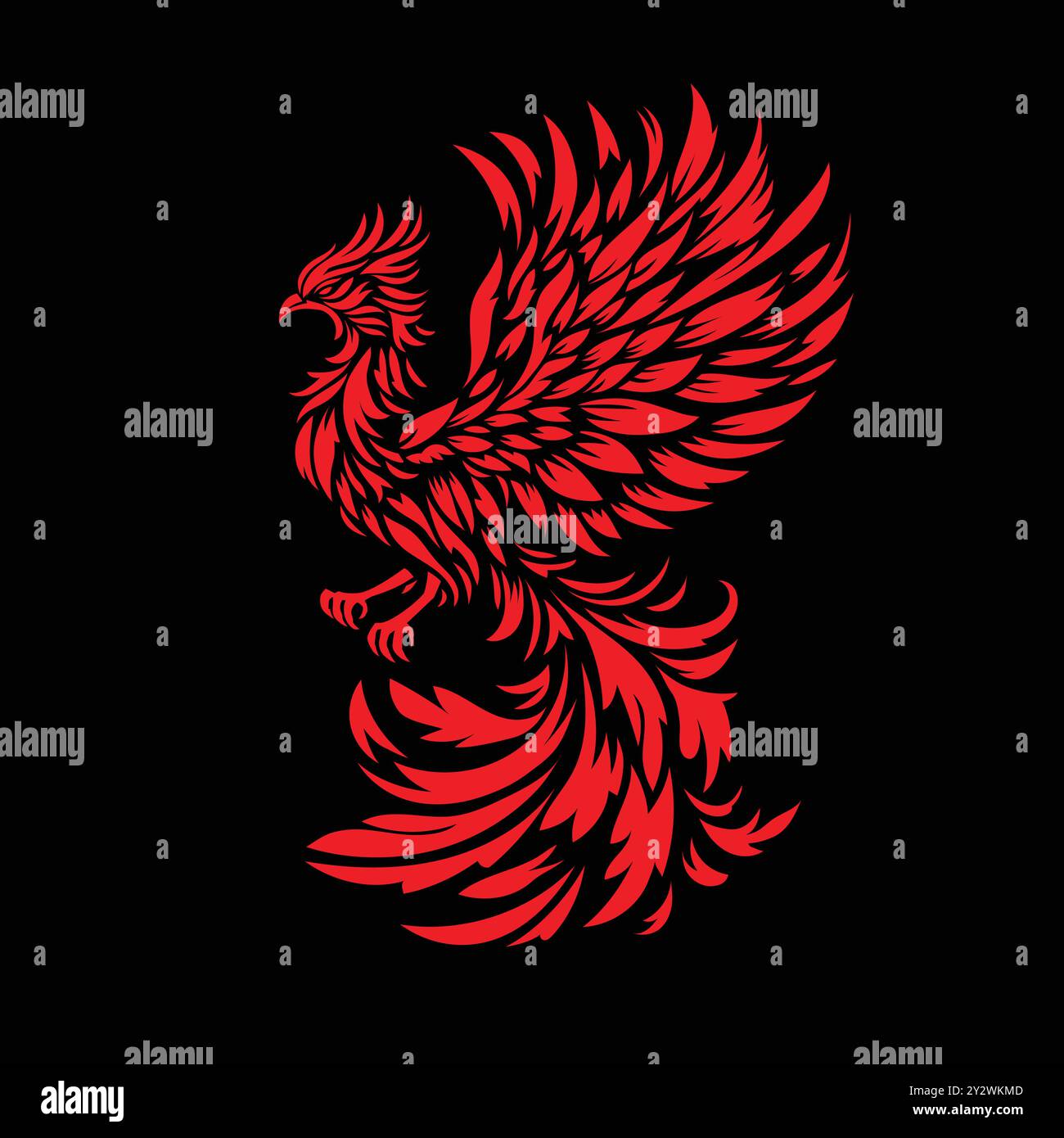 Phoenix Fire bird illustration and character design. hand drawn Legend ...