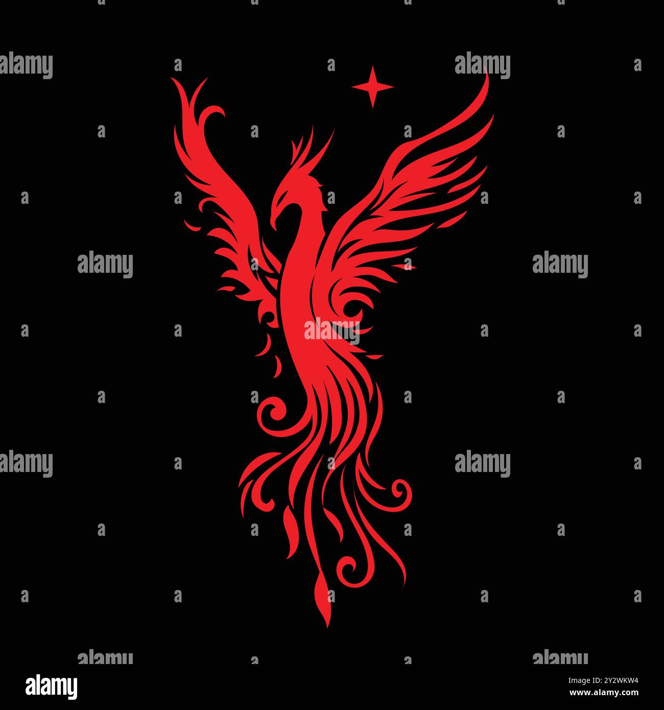 vector of flying Phoenix bird Mascot with Black Background Stock Vector ...