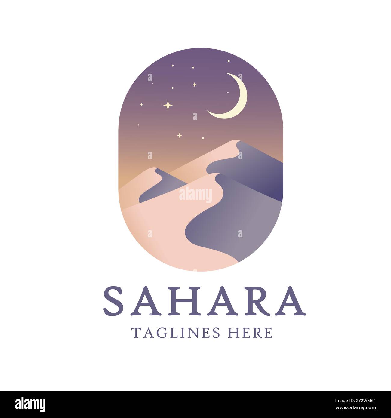 sahara Desert landscape with a sun and sandy dunes vector illustration ...