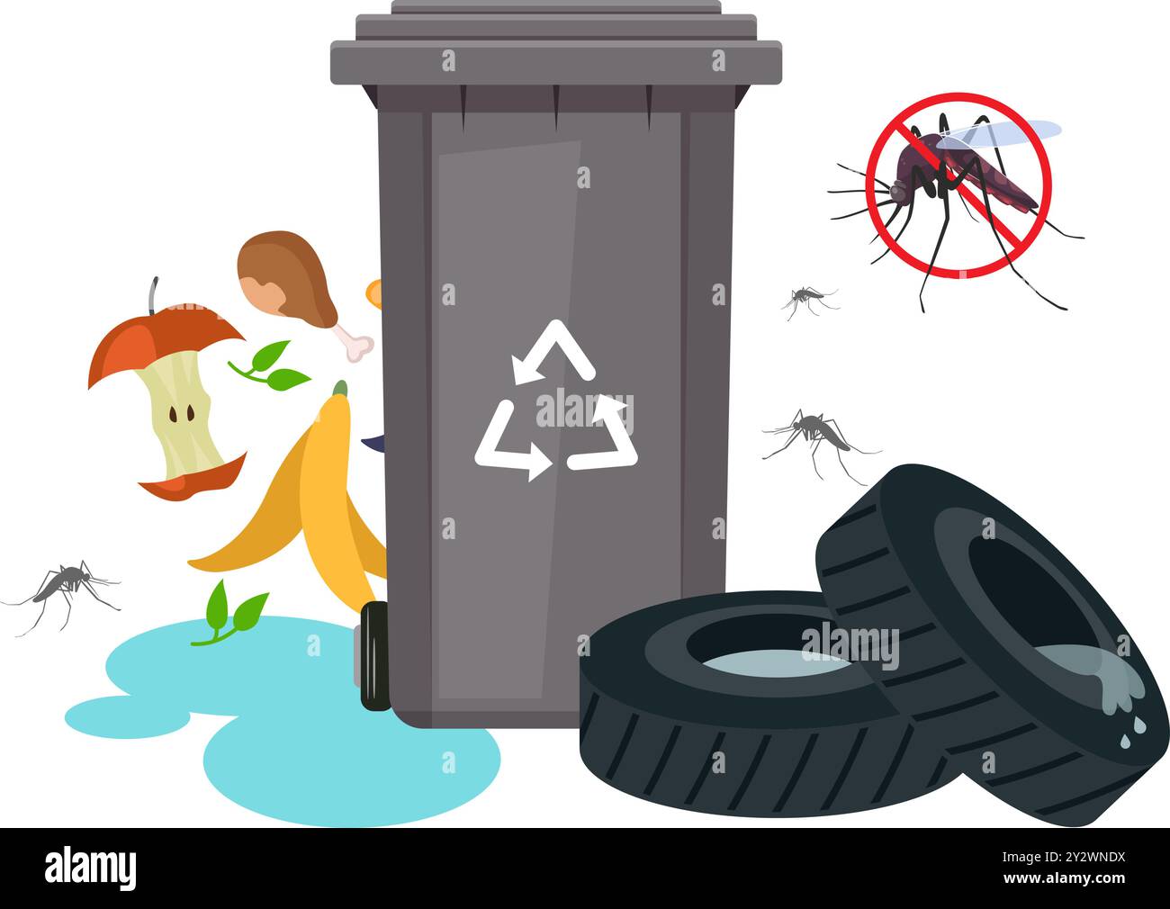 Dengue Prevention - Avoid Open Food Waste and Water Collection - Stock ...