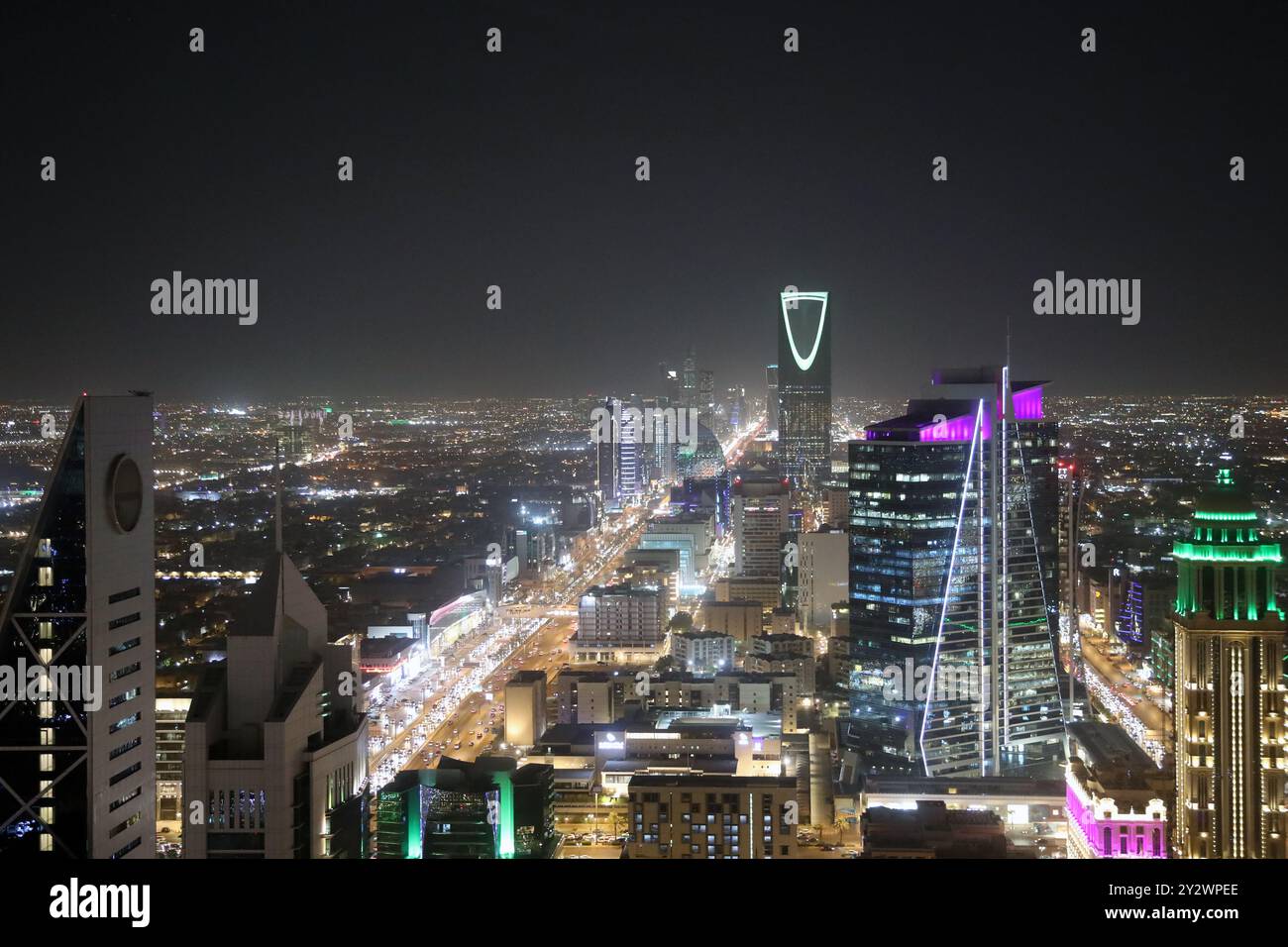 Riyadh, Saudi Arabia – September 11, 2024: Central Riyadh at night ...