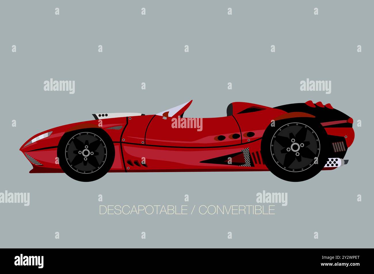 side view of convertible custom car, flat design, fully editable Stock ...