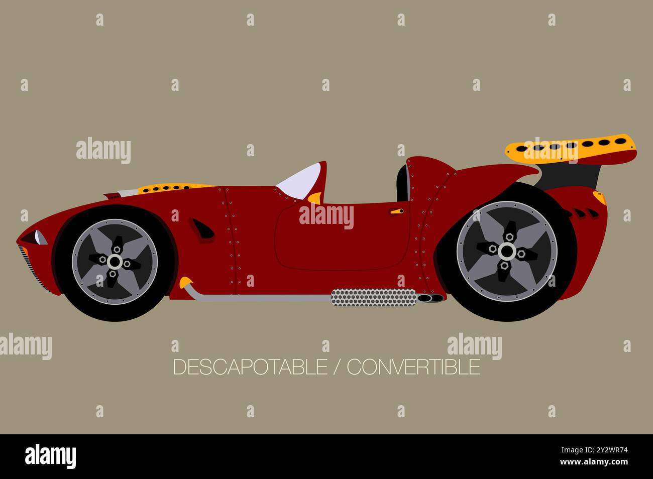 convertible supercar, side view of car, automobile, motor vehicle Stock ...